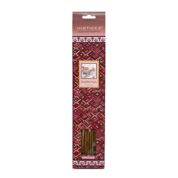 カリフォルニアでデザインされたインセンスブランドMISTICKS。JAZZBERRIESはズベリーとブルーベリーの甘い香り。香り：JAZZBERRIES内容量：20本入り