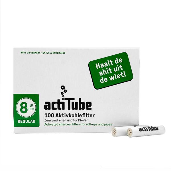 活性炭フィルターactiTubeレギュラーサイズ。100本入り。入数：100本フィルターサイズ：長さ36mm / 直径8mm生産国：ドイツ