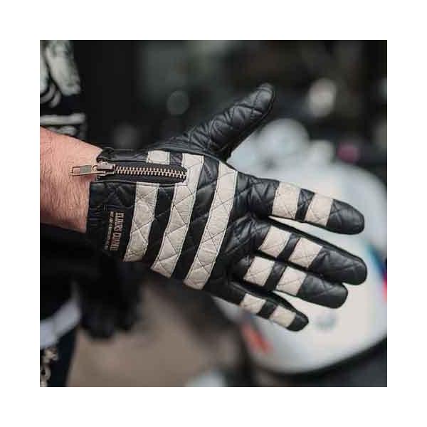 キーワード：ボーダー　囚人グローブ　しましま　白黒　ラムレザーグローブ　手袋　本革バイクグローブ　通年　ブラック　メンズ　バイカー　ツーリング　柔らかい　春　夏　秋　ステッチ　CUSTOM WORKS ZON　カスタムワークス　ゾン・素材：...