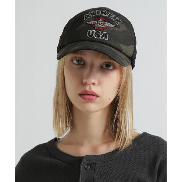 ZOZO問い合わせ番号:101021282ショップ:AVIREX WOMAN，アヴィレックス ウーマンブランド:AVIREX，アヴィレックス商品名:【直営店限定】RHINESTONE VARSITY LOGO MESH CAPカテゴリ:帽子...