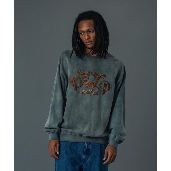 ZOZO問い合わせ番号:101090737ショップ:XLARGE，エクストララージブランド:XLARGE，エクストララージ商品名:EMBROIDERED BLEACHED CREWNECK SWEATSHIRTカテゴリ:トップス>スウ...