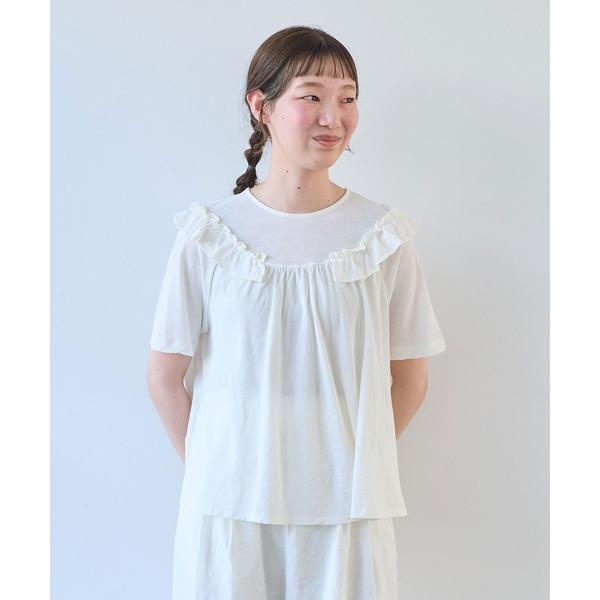 ZOZO問い合わせ番号:101091084ショップ:bulle de savon，ビュルデサボンブランド:bulle de savon，ビュルデサボン商品名:強撚 フリルTシャツカテゴリ:トップス>Tシャツ/カットソーブランド品番:0...