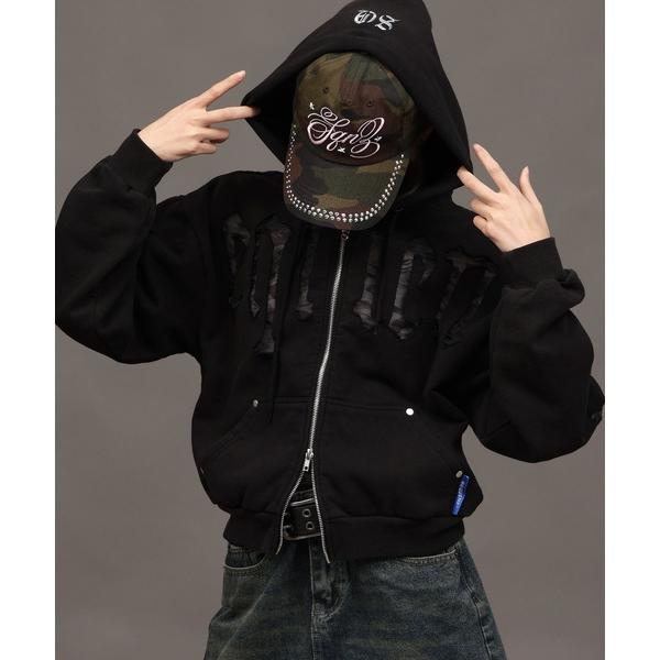 ZOZO問い合わせ番号:101092114ショップ:Art re A，アトリエブランド:SEQUENZ，シークエンズ商品名:【SEQUENZ/シークエンズ】SEE-THROUGH LOGO ZIP P/Kカテゴリ:トップス>パーカーブ...