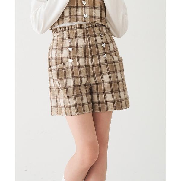 ZOZO問い合わせ番号:101092665ショップ:coca，コカブランド:coca（coca），コカ商品名:キッズ　ハートボタンチェックショーパンカテゴリ:パンツ>その他パンツブランド品番:16-250834203-04素材:ポリエ...