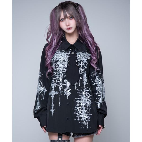 ZOZO問い合わせ番号:101094392ショップ:A'GEM/9 × .kom，エージェムナインブランド:REFLEM，レフレム商品名:『REFLEM/レフレム』ネクタイ付きプリントシャツカテゴリ:トップス>シャツ/ブラウスブランド...
