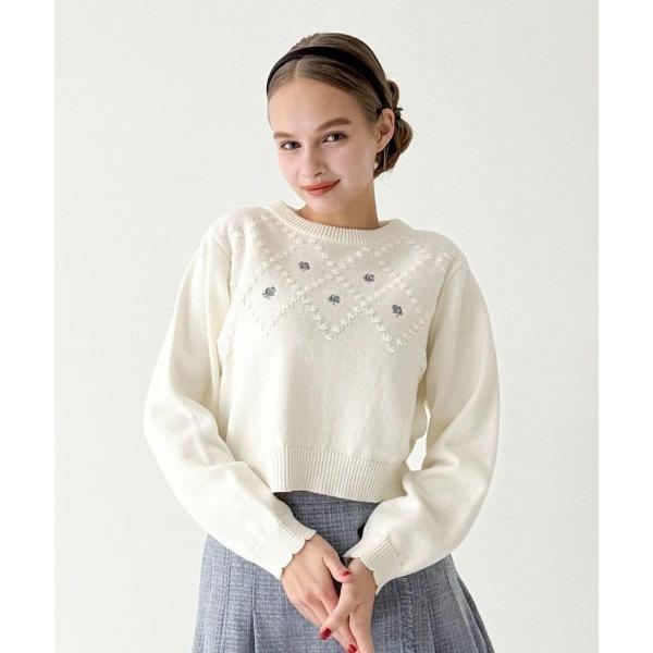 『セール実施中』ZOZO問い合わせ番号:101134315ショップ:F i.n.t，フィントブランド:F i.n.t，フィント，an another angelus，アンアナザーアンジェラス商品名:プチローズ刺繍ニットプルオーバー/fint...