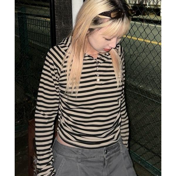 ZOZO問い合わせ番号:101135032ショップ:JEANASIS，ジーナシスブランド:JEANASIS，ジーナシス商品名:【25quee】ヘンリーボーダーフーディ/636183カテゴリ:トップス>パーカーブランド品番:636183...