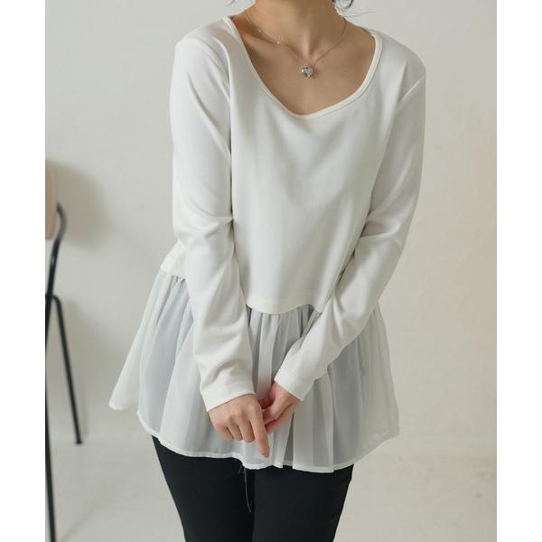 『タイムセール実施中』ZOZO問い合わせ番号:101187184ショップ:Lace Ladies，レースレディースブランド:DAYRA，デイラ商品名:異素材 レイヤード風 切り替え ギャザー 長袖 トップスカテゴリ:トップス>Tシャツ...