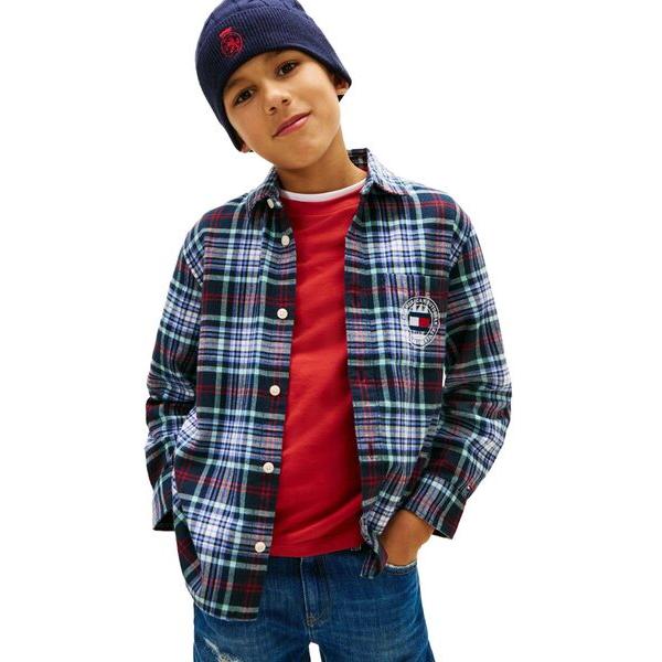 ZOZO問い合わせ番号:101187275ショップ:TOMMY HILFIGER，トミー ヒルフィガーブランド:TOMMY HILFIGER，トミーヒルフィガー商品名:BOYS チェックエンブレムグラフィックシャツカテゴリ:トップス>...