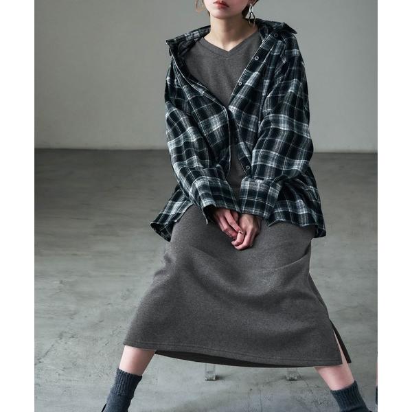 『タイムセール実施中』ZOZO問い合わせ番号:101188851ショップ:bflat，ビーフラットブランド:Fashion Letter，ファッションレター商品名:裏起毛 Vネックルームワンピース M-LLsizeカテゴリ:ルームウェア&g...