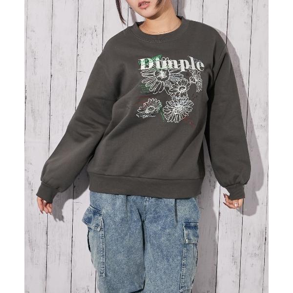 『タイムセール実施中』ZOZO問い合わせ番号:101188877ショップ:DIAVEL，ディアベルブランド:GORGE，ゴージ，DIAVEL，ディアベル商品名:《花柄ラインアート×刺繍ロゴ》裏起毛スウェットトレーナー 冬◎カテゴリ:トップス...