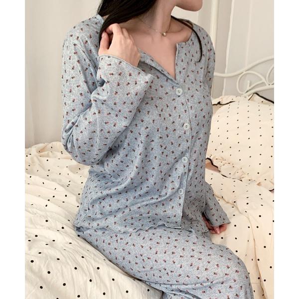 『セール実施中』ZOZO問い合わせ番号:101190149ショップ:Teem Store，チームストアブランド:pyornim，ピョルニム商品名:【26年春夏新作】総柄リブカーデ パンツ ルームウェア上下セットカテゴリ:ルームウェア>...