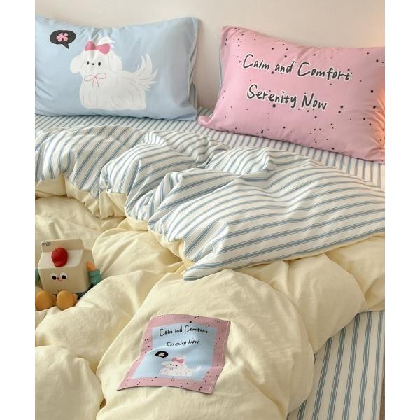 『セール実施中』ZOZO問い合わせ番号:101190167ショップ:Teem Store，チームストアブランド:pyornim，ピョルニム商品名:【26年春夏新作】アニマル ストライプ バイカラーベッドカバー4点セットカテゴリ:インテリア&...