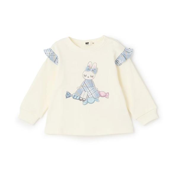 『セール実施中』ZOZO問い合わせ番号:101233761ショップ:KP，ケーピーブランド:KP，ケーピー商品名:mimiちゃんアップリケ 肩フリル裏毛トレーナーカテゴリ:トップス>スウェットブランド品番:2154209素材:本体：綿...