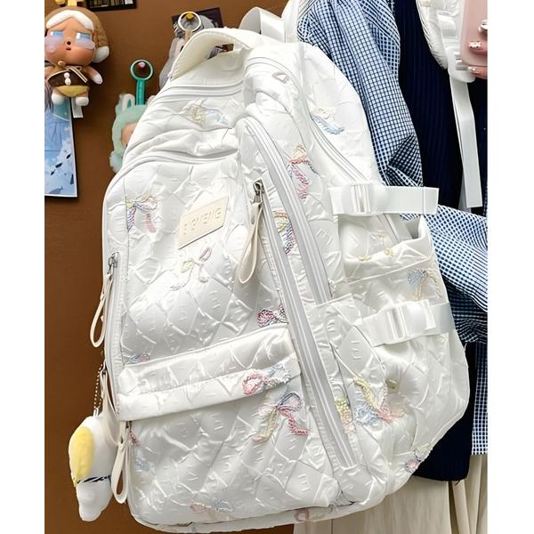 『タイムセール実施中』ZOZO問い合わせ番号:101275235ショップ:Teem Store，チームストアブランド:pyornim，ピョルニム商品名:【26年春夏新作】【A4サイズ対応】大容量リボン柄ガーリーリュックカテゴリ:バッグ&gt...