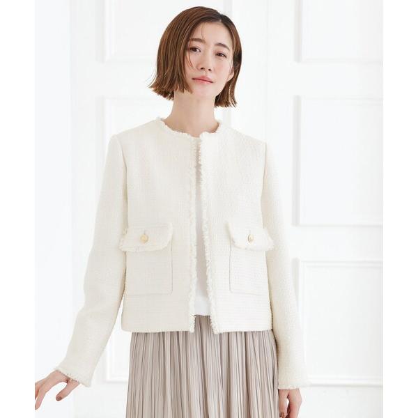 『タイムセール実施中』ZOZO問い合わせ番号:101275760ショップ:grove，グローブブランド:grove，グローブ商品名:【ハレの日・通勤】着回しできる上品ツイードジャケットカテゴリ:ジャケット/アウター>ノーカラージャケッ...