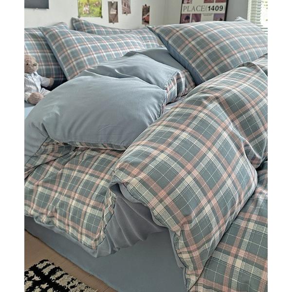 『セール実施中』ZOZO問い合わせ番号:101276053ショップ:Teem Store，チームストアブランド:pyornim，ピョルニム商品名:【26年春夏新作】配色チェック柄ベッドカバー 4点セットカテゴリ:インテリア>寝具ブラン...