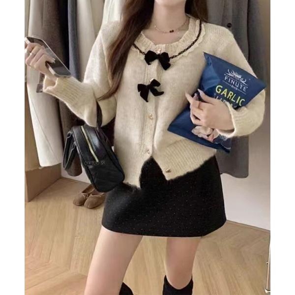 『タイムセール実施中』ZOZO問い合わせ番号:101285302ショップ:Ada.，エイダブランド:Miniministore，ミニミニストア商品名:襟レースニットカーディガンリボントップスカテゴリ:トップス>ニット/セーターブランド...