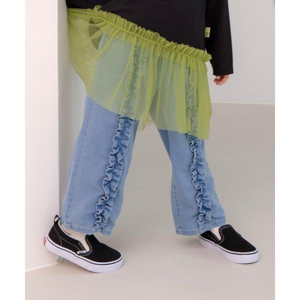 ZOZO問い合わせ番号:101285821ショップ:MAKE YOUR DAY，メイクユアデイブランド:MAKE YOUR DAY，メイクユアデイ商品名:デニムフリルパンツ■80〜140cmカテゴリ:パンツ>デニムパンツブランド品番:...