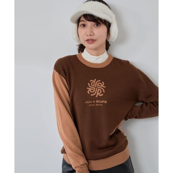 『タイムセール実施中』ZOZO問い合わせ番号:101317628ショップ:ROPE'，ロぺブランド:JUN&amp;ROPE'，ジュンアンドロペ商品名:モノグラムモチーフ配色長袖クルーニットカテゴリ:トップス>ニット/セーターブランド...