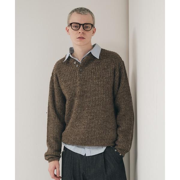 『セール実施中』ZOZO問い合わせ番号:101317660ショップ:kutir，クティールブランド:Adoon plain，アドーンプレーン，kutir，クティール商品名:Melange Henry Neck Knit / メランジヘンリー...