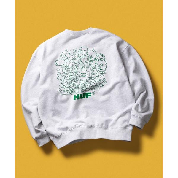 ZOZO問い合わせ番号:101318122ショップ:HUF，ハフブランド:HUF，ハフ商品名:WHAT A JUNGLE CREWカテゴリ:トップス>スウェットブランド品番:25H_PF80090素材:コットン80%， ポリエステル2...