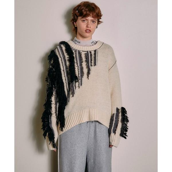 『タイムセール実施中』参考価格：18，920円発売時期：2023年10月コンディション：B（目立つ使用感なし）使用感が少ない、または気にならないアイテム全体的：毛玉、ほつれ参考商品名：Random Cut Fringe Knit/ランダムカ...