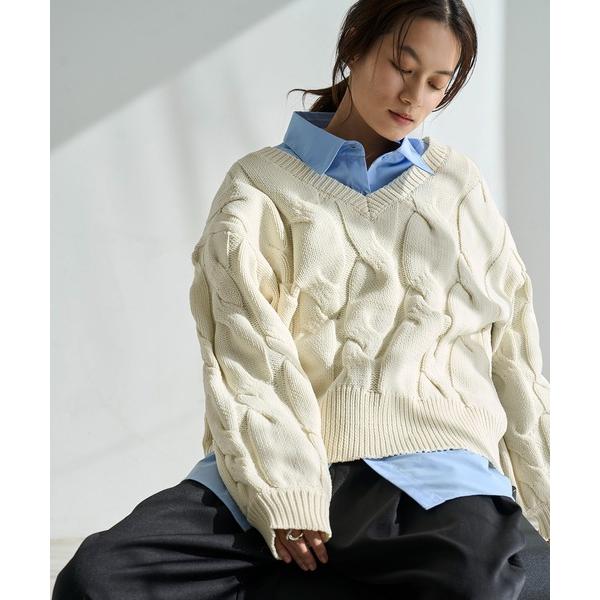 『タイムセール実施中』ZOZO問い合わせ番号:101413594ショップ:Bonjour Sagan，ボンジュールサガンブランド:meilmada，メイルマダ，Bonjour Sagan，ボンジュールサガン商品名:ケーブルVネックニットプル...