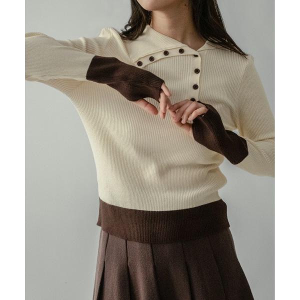 『タイムセール実施中』ZOZO問い合わせ番号:101413719ショップ:by muni:r，バイ ムニールブランド:on:nue，オンニュ商品名:【on:nue】[着用動画あり！] バイカラーボタンデザインサムホールニットカテゴリ:トップ...