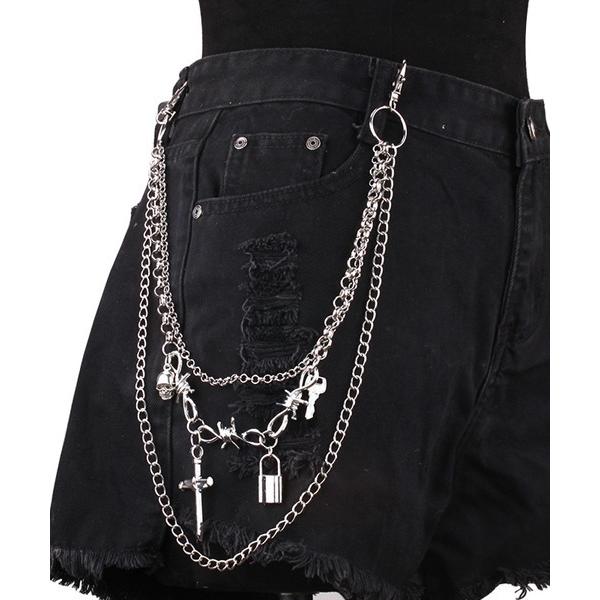 『タイムセール実施中』ZOZO問い合わせ番号:101413739ショップ:Mayree，メイリーブランド:Mayree，メイリー商品名:【urge select】Y2K クロス/十字架 モチーフ パンクロック シルバー ベルトチェーン/ウォ...