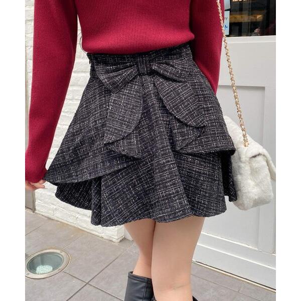 『タイムセール実施中』ZOZO問い合わせ番号:101414756ショップ:INGNI，イングブランド:INGNI，イング商品名:バックリボンツイードフレアスカパンカテゴリ:スカート>スカートブランド品番:1254-300363素材:表...