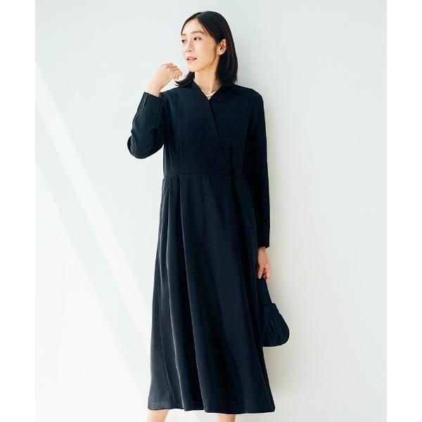 ZOZO問い合わせ番号:101414926ショップ:FELISSIMO，フェリシモブランド:IEDIT，イディット商品名:ＩＥＤＩＴ　美しい黒がつづく原着素材で作った　カシュクールデザインが美しい　大人の純黒ワンピース〈ブラック〉カテゴリ:...