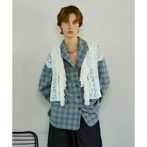 ZOZO問い合わせ番号:101446780ショップ:MAISON SPECIAL，メゾン スペシャルブランド:MAISON SPECIAL，メゾンスペシャル商品名:Lace Vest Single Jacket/レースベストシングルジャケッ...