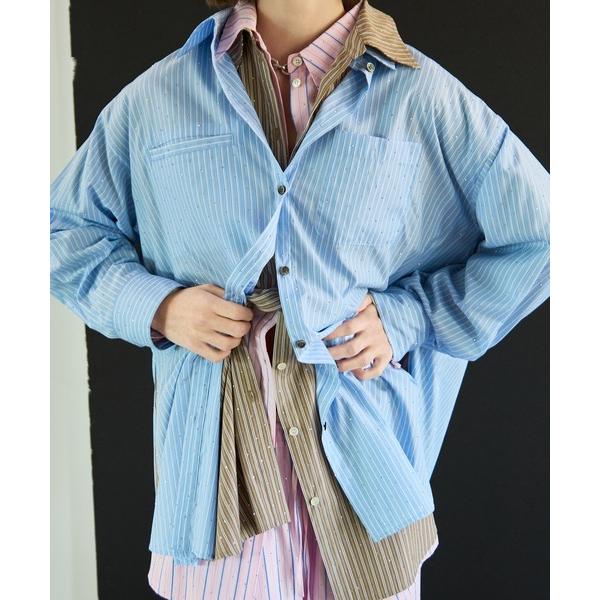 ZOZO問い合わせ番号:101446819ショップ:MAISON SPECIAL，メゾン スペシャルブランド:MAISON SPECIAL，メゾンスペシャル商品名:Rhinestone Overshirt/ラインストーンオーバーシャツカテゴ...