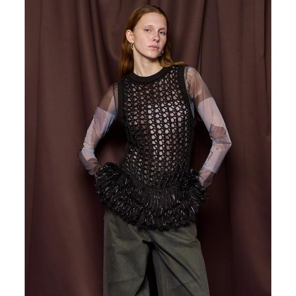 ZOZO問い合わせ番号:101446843ショップ:MAISON SPECIAL，メゾン スペシャルブランド:MAISON SPECIAL，メゾンスペシャル商品名:Fringe Mesh Vest/フリンジメッシュベストカテゴリ:トップス&...