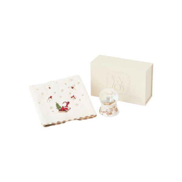 ZOZO問い合わせ番号:101447030ショップ:Francfranc，フランフランブランド:Francfranc，フランフラン商品名:クリスマス ハンカチ＆スノードームセット サンタとソリ ホワイト ギフト プレゼント クリスマス 女性...