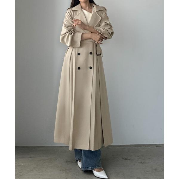 『タイムセール実施中』ZOZO問い合わせ番号:101449081ショップ:JUNOAH，ジュノアブランド:Louere，ルエレ商品名:薄手タックフレアトレンチコート（温暖時用）カテゴリ:ジャケット/アウター>トレンチコートブランド品番...