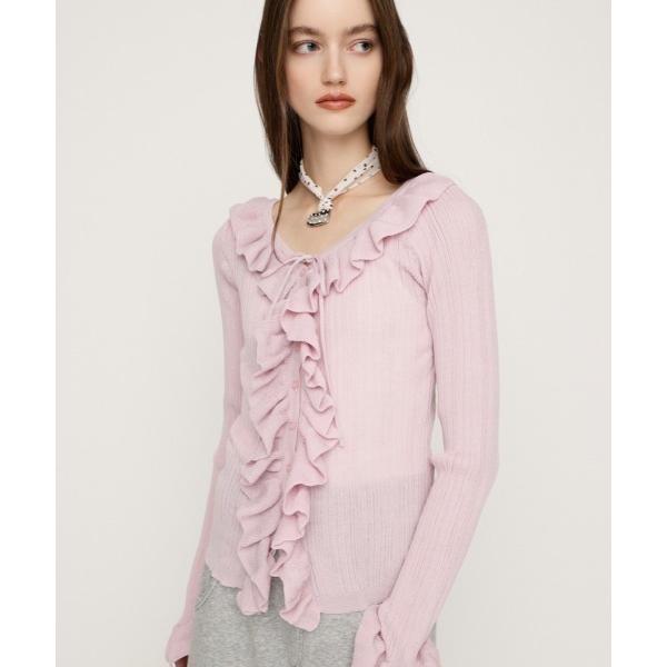 ZOZO問い合わせ番号:101449660ショップ:SLY，スライブランド:SLY，スライ商品名:【2026SS新作】FRONT FRILL KNIT TOPS フロントフリル ニットトップス 冬服 春服カテゴリ:トップス>ニット/セ...