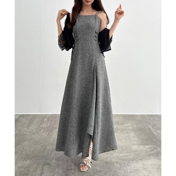 『タイムセール実施中』ZOZO問い合わせ番号:101450113ショップ:junoah，ジュノアブランド:CENEA，セネア商品名:薄手ツイードレースアップラッフルキャミワンピース[低身長サイズLP有り]カテゴリ:ワンピース/ドレス>...