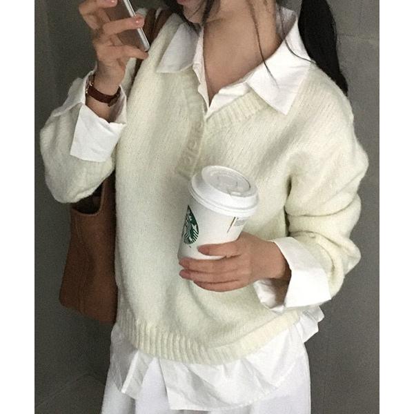 『タイムセール実施中』ZOZO問い合わせ番号:101482744ショップ:Mayree，メイリーブランド:Chiina，チーナ，Mayree，メイリー商品名:Chiina/フェイクレイヤードニットシャツカテゴリ:トップス>ニット/セー...