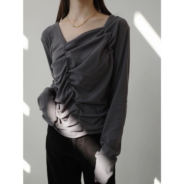 『セール実施中』ZOZO問い合わせ番号:101485056ショップ:A AMEL，エイメルブランド:amel，エイメル，A AMEL，エイメル商品名:ピーチスキンアシンメトリートップス / グレーカテゴリ:トップス>Tシャツ/カットソ...