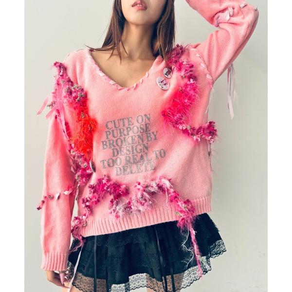 ZOZO問い合わせ番号:101501707ショップ:Auntie Rosa，アンティローザブランド:Y2K SYNAPSE FACTORY，ワイツーケー シナプスファクトリー商品名:【ネオグランジ】リメイクニットカテゴリ:トップス>ニ...