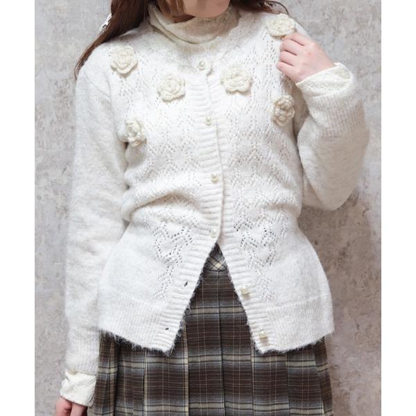 『セール実施中』ZOZO問い合わせ番号:101517431ショップ:axes femme，アクシーズファムブランド:axes femme，アクシーズファム商品名:モチーフ付ニットカーディガンカテゴリ:トップス>カーディガン/ボレロブラ...