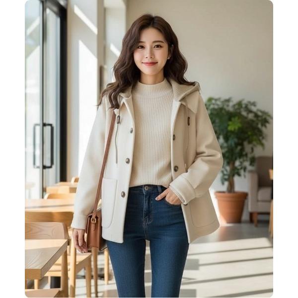 『タイムセール実施中』ZOZO問い合わせ番号:101517694ショップ:Bonjour Sagan，ボンジュールサガンブランド:I.O.E，アイオイ商品名:【韓国トレンド】ふんわりフードショートコートカテゴリ:ジャケット/アウター>...