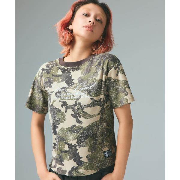 ZOZO問い合わせ番号:101518103ショップ:X-girl，エックスガールブランド:X-girl，エックスガール商品名:FADED CURSIVE SCRIPT LOGO CAMO S/S TEEカテゴリ:トップス>Tシャツ/カ...