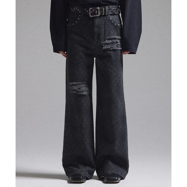 ZOZO問い合わせ番号:101518421ショップ:EMMA CLOTHES，エマ クローズブランド:GRANCY，グランシー商品名:【GRANCY】Leopard Damage Flare Pants / レオパードダメージフレアパンツカ...