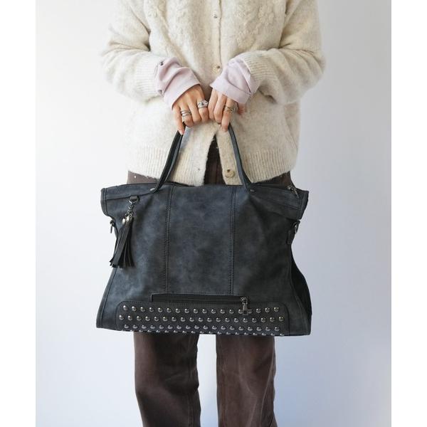 『タイムセール実施中』ZOZO問い合わせ番号:101522120ショップ:Port，ポートブランド:Port，ポート商品名:【 Port / ポート 】 ヴィンテージルック スタッズ ショルダーバッグ / トートバッグ #_カテゴリ:バッグ...