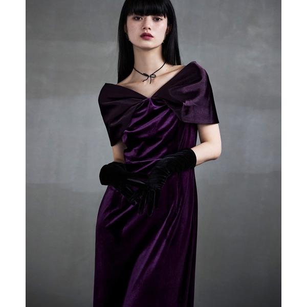 ZOZO問い合わせ番号:101530981ショップ:bflat，ビーフラットブランド:etoll.，エトル商品名:サテンリボンスリーブベロアドレスカテゴリ:ワンピース/ドレス>ドレスブランド品番:et0030008700素材:表地 ポ...
