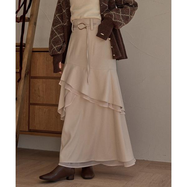 ZOZO問い合わせ番号:101562462ショップ:mideal，マイディールブランド:mideal，マイディール商品名:asymmetric double frill skirt  / アシンメトリーダブルフリルスカートカテゴリ:スカート...