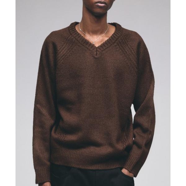 『タイムセール実施中』ZOZO問い合わせ番号:101562471ショップ:kutir，クティールブランド:Adoon plain，アドーンプレーン，kutir，クティール商品名:Panel Stitch V-Neck Knit / ラグラン...